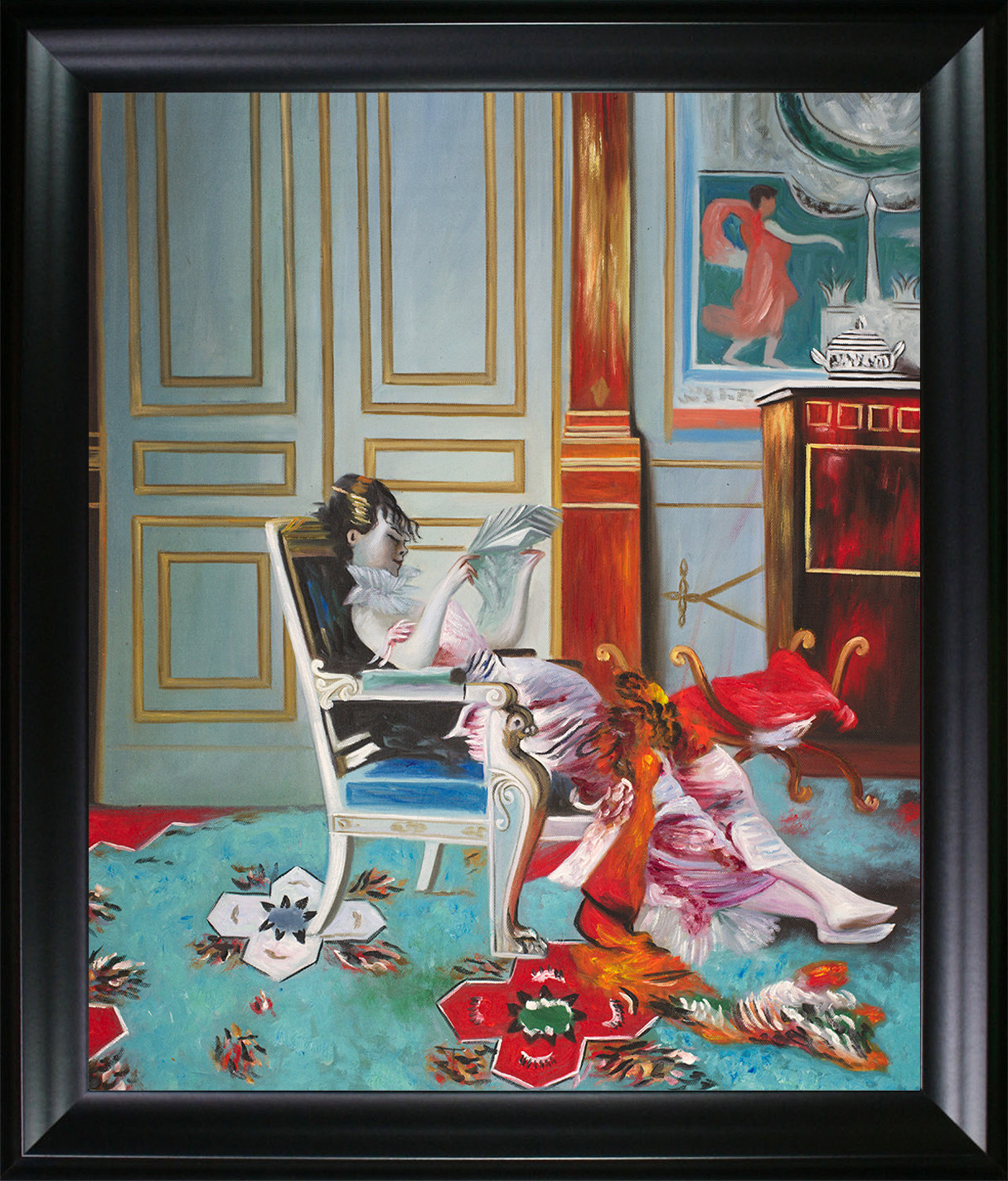 Red Barrel Studio La Pastiche Girl Reading In A Salon, 1876 With Black Matte Frame, 25" X 29 ...